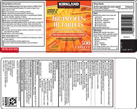 Kirkland Signature Ibuprofen Ib Details From The Fda Via