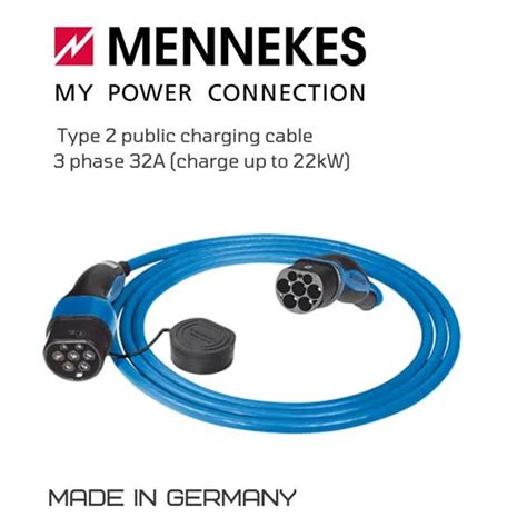 Mennekes Type Ev Charging Cable Phase A Metres Chargebay