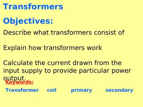 New Aqa P7 5 Physics Gcse Spec 4 7 Transformers Triple Only Teaching Resources