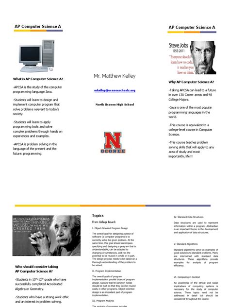 Apcsa Brochure Pdf Computer Science Advanced Placement