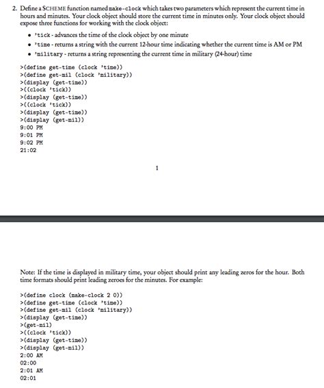 solved 2 define a scheme function named make clock which