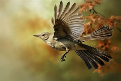 Premium Ai Image Mocking Bird Flying
