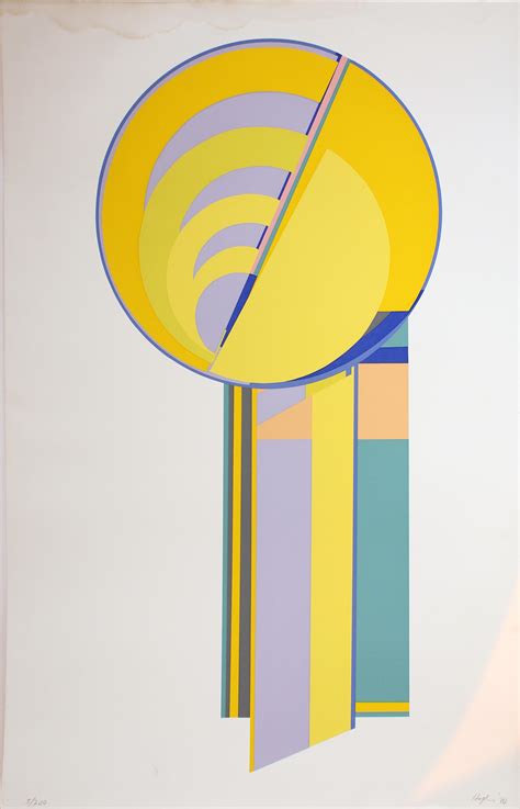 Budd Hopkins Untitled Yellow Orange Abstract Geometric Serigraph