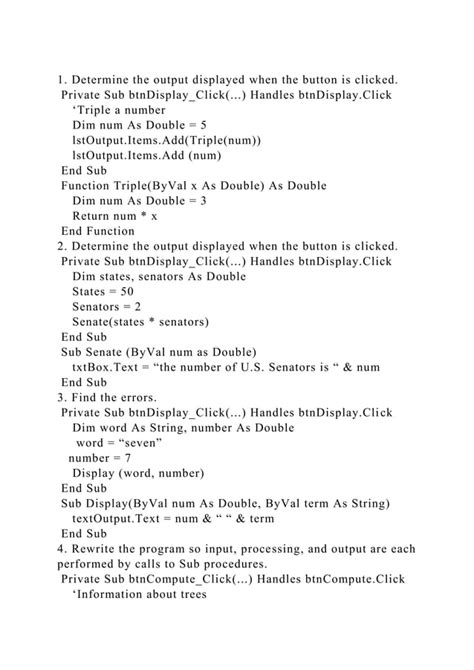 1 Determine The Output Displayed When The Button Is Clicked Privdocx