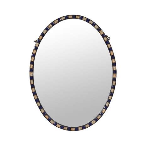 Irish Oval Mirror With Blue And Clear Glass Border 1800 Mirrors