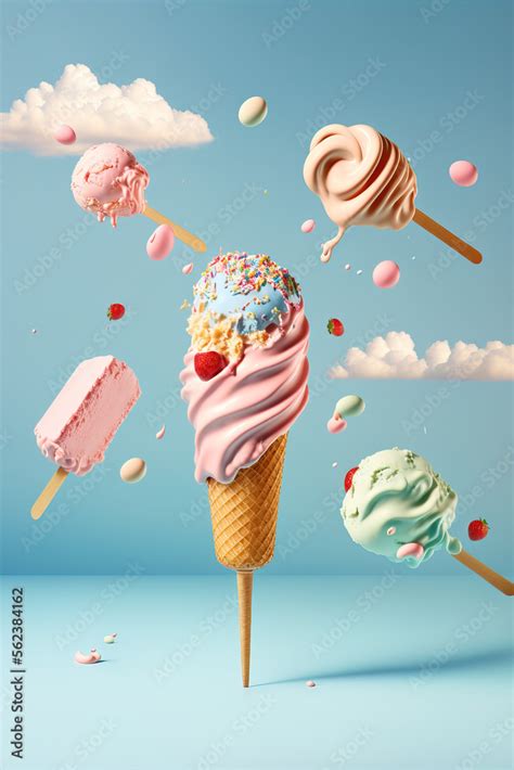 Pastel Food Creative Concept Delicious Sweet Ice Cream Dessert An