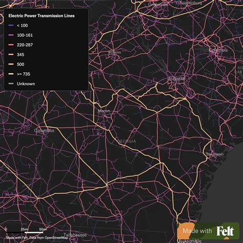 US Electric Power Transmission Lines In Georgia