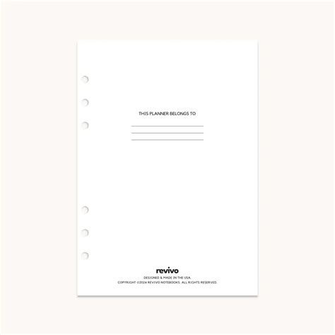 Undated Reusable Weekly Planner Insert Revivo Planners A5 Planner