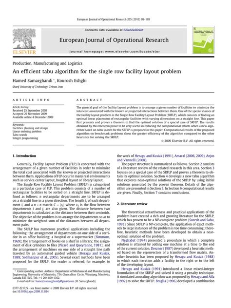 An Efficient Tabu Algorithm For The Sing Pdf Pdf