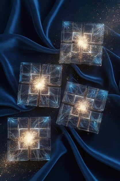 Abstract Technology Futuristic Digital Concept Square Pattern With Lighting Glowing Particles