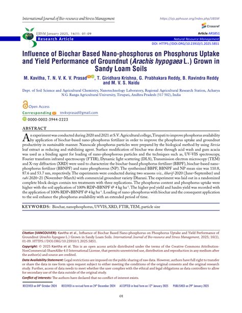 Pdf Influence Of Biochar Based Nano Phosphorus On Phosphorus Uptake