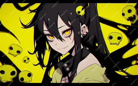 Premium Photo A Anime Girl With Yellow Eyes And Black Hair