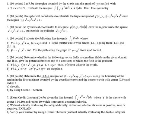Solved 1 10 Points Let R Be The Region Bounded By The Chegg Com