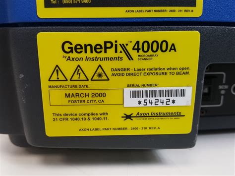 Axon Instruments Genepix 4000a Microarray Scanner Lab