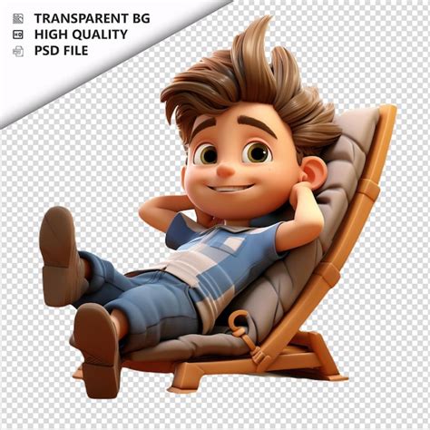 화이트 키드 휴식 3d 만화 스타일 배경 격리 프리미엄 Psd 파일