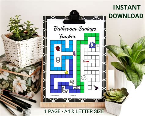 Bathroom Savings Tracker Digital Download Etsy