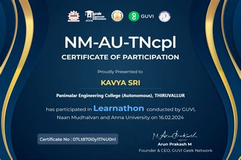 I Earned My Guvi Geek Certificate In Learnathon 🚀 Ready To Apply My