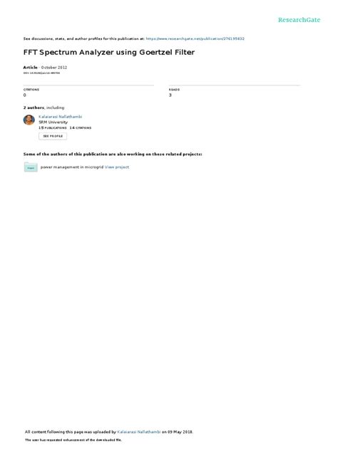 Fft Spectrum Analyzer Using Goertzel Filter Pdf Digital Signal