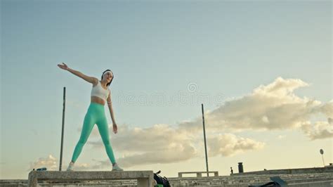 Fitness Woman Stretching Body Outdoors Stock Video Video Of Health