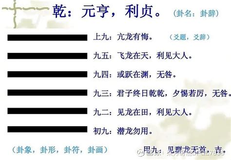 潜龙勿用见龙在田惕龙无咎飞龙在天亢龙有悔周易乾爻解义 乾卦是根据万物变通的道理卦辞元亨利贞表示吉祥如意顺应天道德行