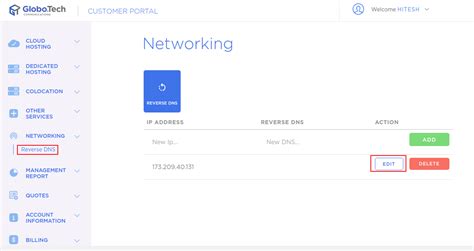 Manage Your Reverse Dns On The Customer Portal Globotech