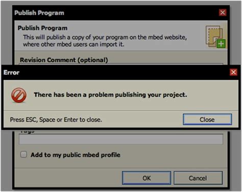 Error Message On Publishing A Program Techyv