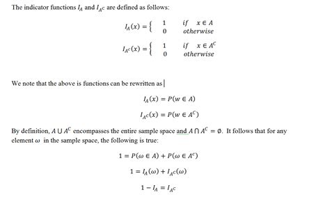 Indicator Function Properties How Are They Derived R Learnmath