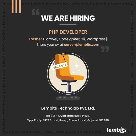 Hiring Phpjobs Laravel Codeigniter Fresherjobs Itjobs Lembits Technolab Pvt Ltd 10