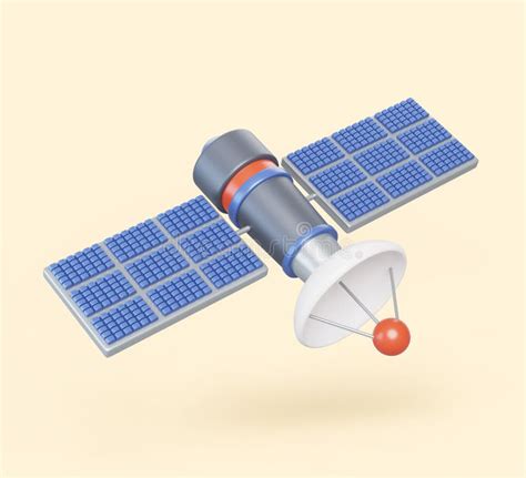 3d Artificial Communication Satellite With Antenna For Sending Radio