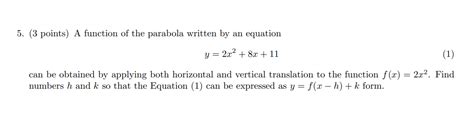 Solved 5 3 Points A Function Of The Parabola Written By