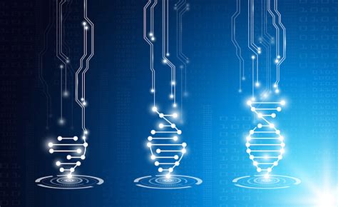 파란 빛 두뇌 및 인체 치유에 있는 추상적인 배경 기술 개념 시험 분석 클론 Dna 인간을 가진 미래 및 세계적인 국제 의학에 있는 기술 현대 의학 Dna에 대한 스톡 벡터