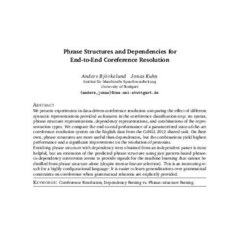 Phrase Structures And Dependencies For End To End Coreference Resolution Acl Anthology