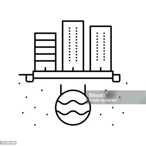 Ilustrasi Vektor Ikon Garis Sistem Drainase Perkotaan Ilustrasi Stok