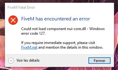 FiveM Has Encoutered An Error On Start Up Error 127 FiveM Client Support Cfx Re Community