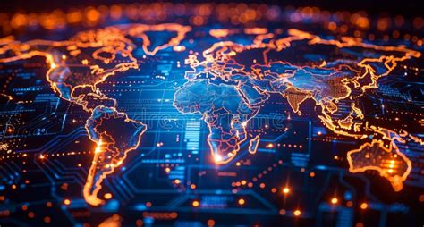 Glowing Digital Globe Network Stock Image Image Of Interaction Connections 373349357