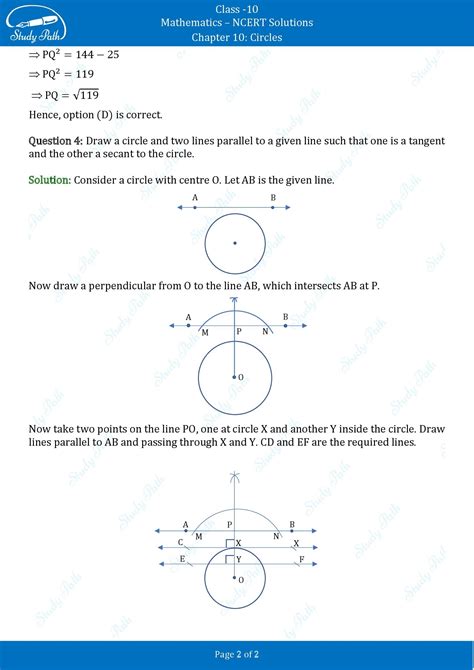 Ncert Solutions For Class 10 Maths Exercise 101 Chapter 10 Circles