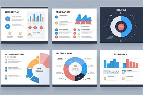 평평한 비즈니스 프레젠테이션 인포그래픽 템플릿 세트 프리미엄 Ai 생성 이미지