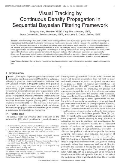 Visual Tracking By Continuous Density Propagation In Citeseerx
