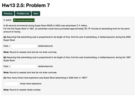 Solved Hw13 25 Problem 7 Previous Problem Listnext 1