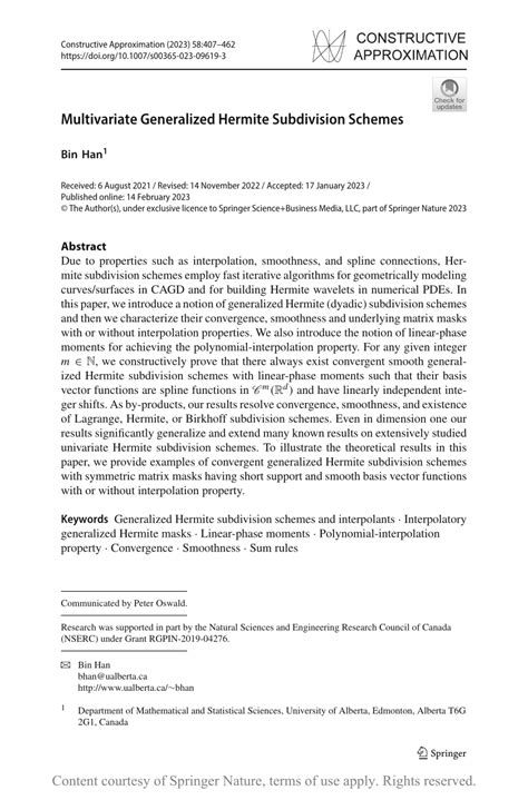 Multivariate Generalized Hermite Subdivision Schemes Request Pdf