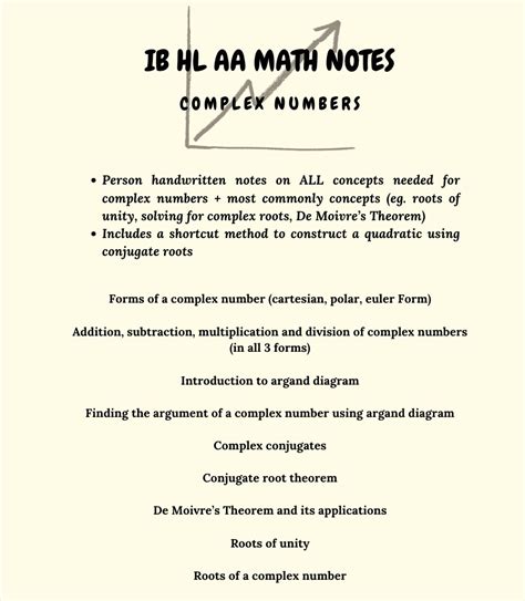 IB HL AA TOPICAL MATH NOTES COMPLEX NUMBERS Hobbies Toys Books Magazines Assessment