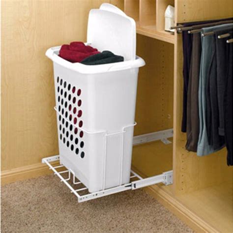 19 78 Wide Pull Out Hamper With Lid White Hprv 1925 S Rockler Woodworking And Hardware