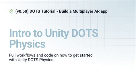 Intro To Unity Dots Physics V050 Dots Tutorial Build A