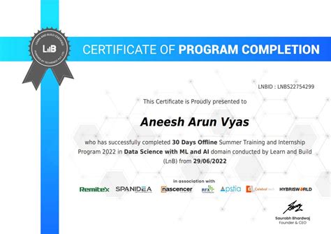 Aneesh Vyas On Linkedin Learnandbuild Lnbsummerinternship2022