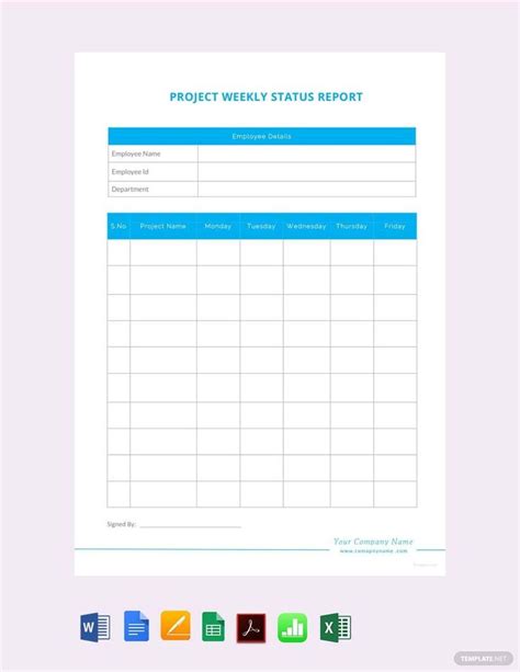 The Project Weekly Status Report Template