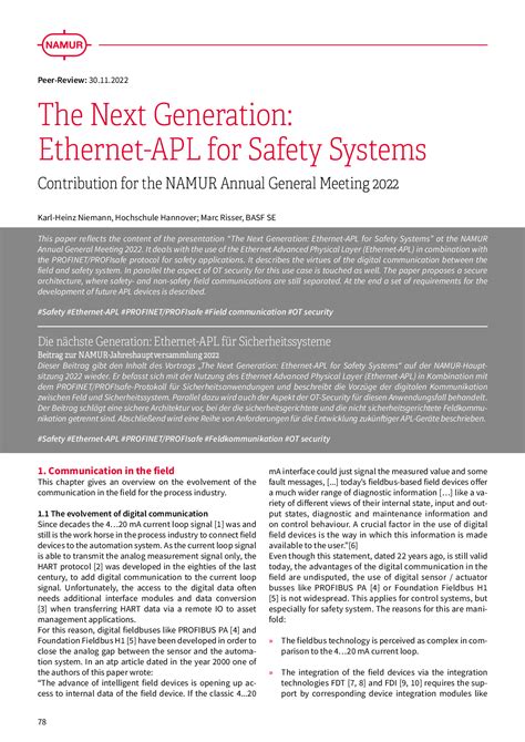 The Next Generation Ethernet Apl For Safety Systems Atpinfo De