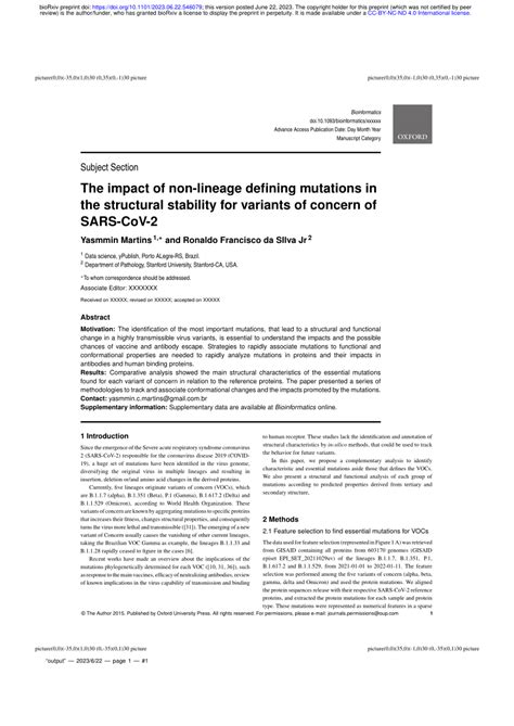 Pdf The Impact Of Non Lineage Defining Mutations In The Structural