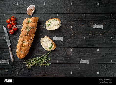 Homemade Vegetarian Sandwich Cream Cheese Butter Garlic Bread Set On