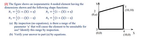 Solved 2 The Figure Shows An Isoparametric 4 Noded Element