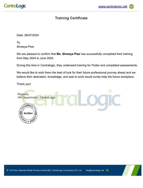 Shreeya Pise On Linkedin Flutter Training Professionaldevelopment Grateful Centralogic